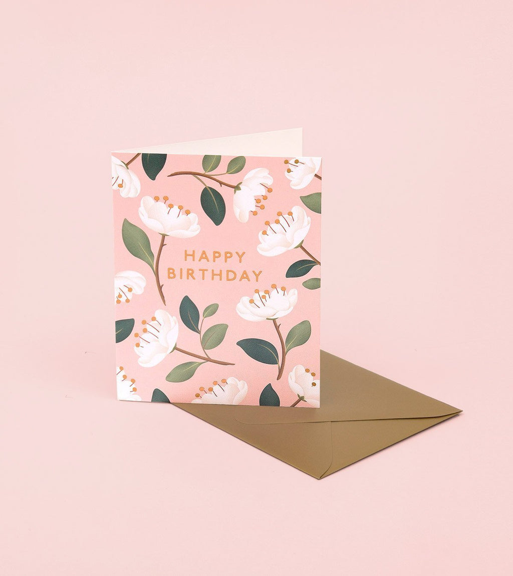 Gold Magnolia Birthday Card - Pink – Clap Clap
